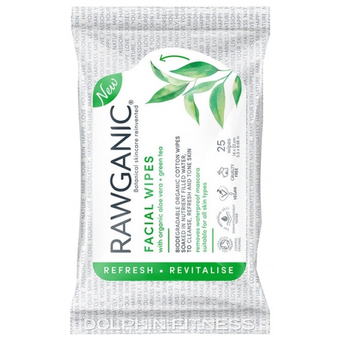 Rawganic Biodegradable Facial Wipes With Organic Aloe Vera & Green Tea ...