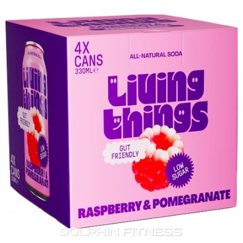 Living Things Raspberry & Pomegranate Soda 4 x 330 ml