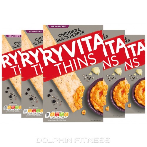 Ryvita Cheddar and Black Pepper Thins 6 x 125g
