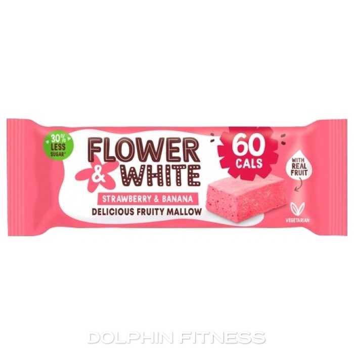 Flower & White Strawberry and Banana Fruity Mallow Bar 1 x 35g