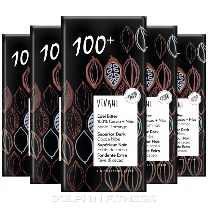 Vivani Superior Dark 100+ Vegan Chocolate with Cocoa Nibs 10 x 80g