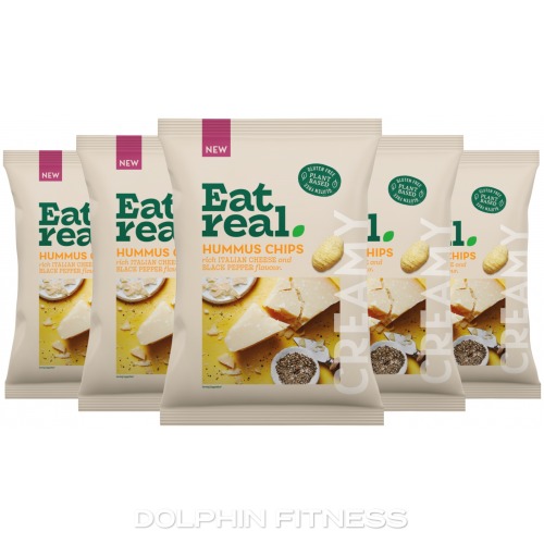 Eat Real Hummus Chips Rich Italian Cheese & Black Pepper 10 x 110g