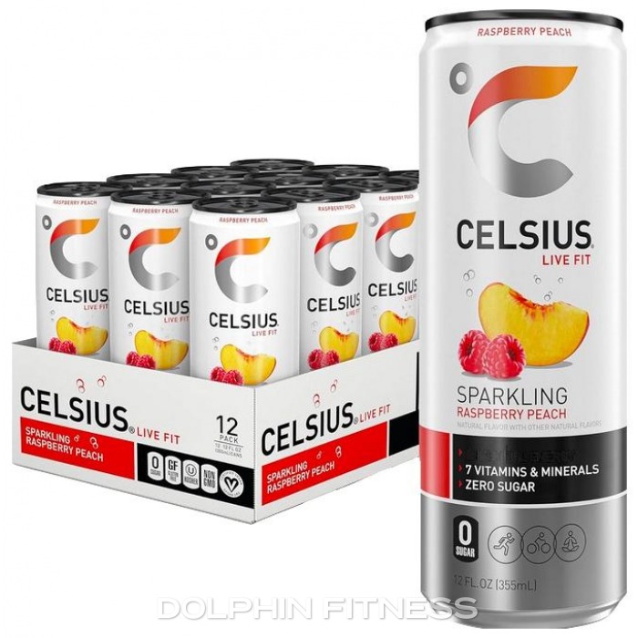 Celsius Sparkling Raspberry Peach Energy Drink 12 Cans