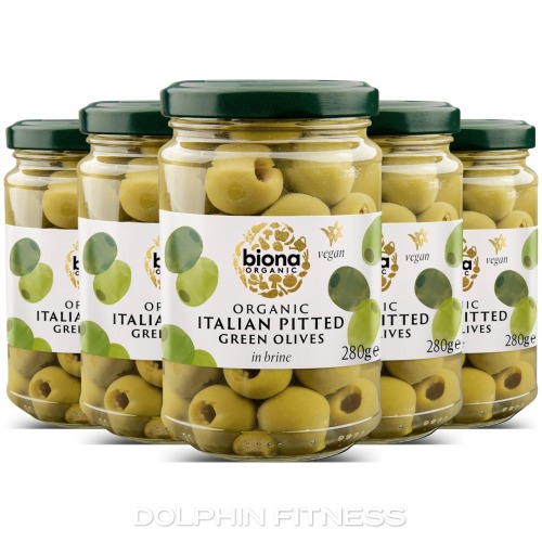 Biona Organic Italian Pitted Green Olives in Brine 5 x 280g