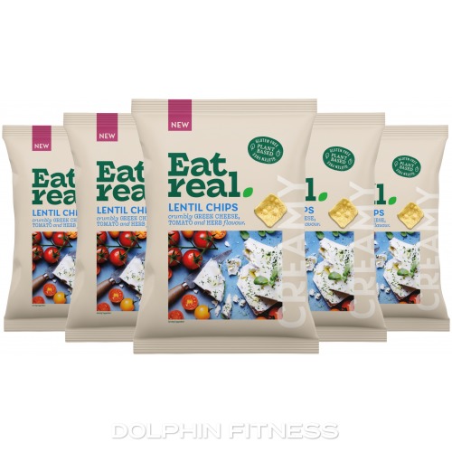 Eat Real Lentil Chips Crumbly Greek Cheese Tomato & Herb Flavour 10 x 95g