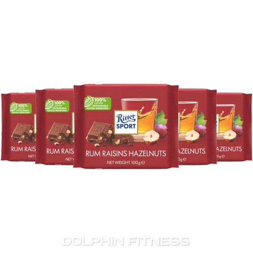 Ritter Sport Rum Raisins Hazelnuts Milk Chocolate 12 x 100g