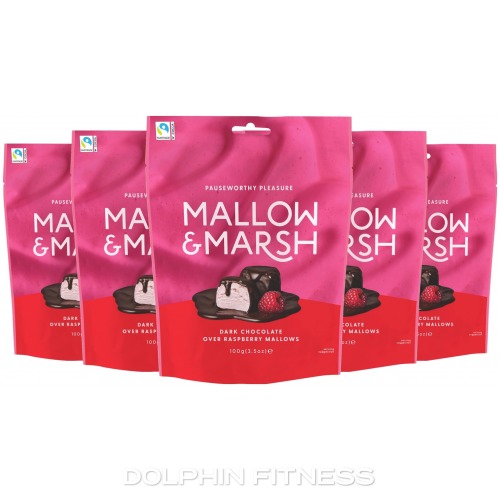 Mallow & Marsh Dark Chocolate Coated Marshmallow 6 x 100g Raspberry