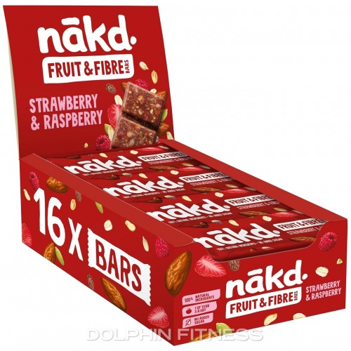 Nakd Strawberry & Raspberry Fruit & Fibre Bar 16 x 44g