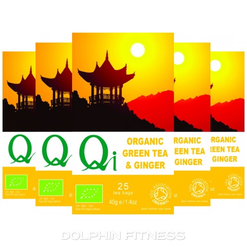 Qi Organic Green Tea & Ginger 6 x 25 Teabags