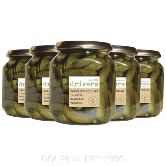 Drivers Sweet Cornichons in White Balsamic Vinegar 6 x 550g