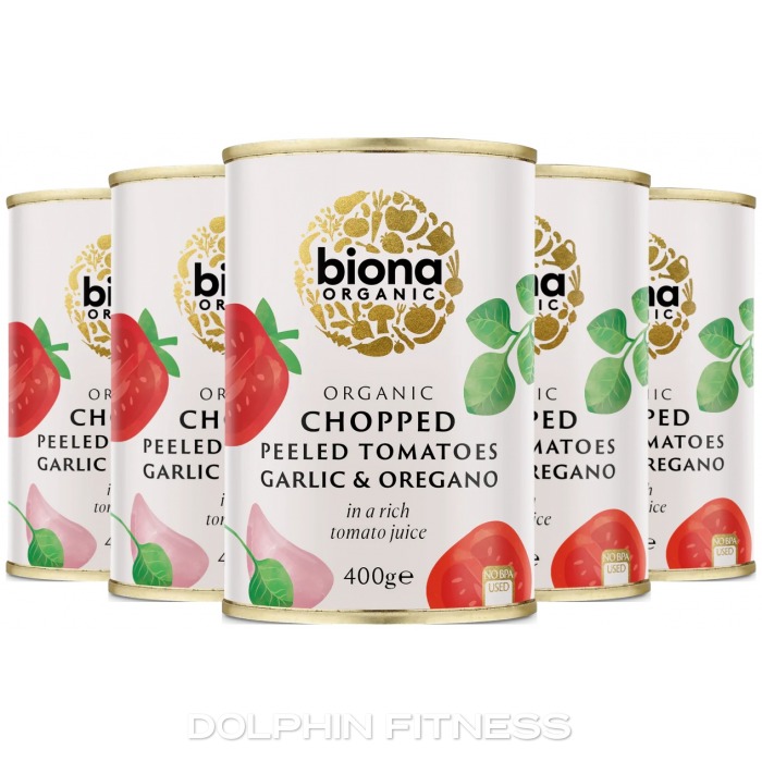 Biona Organic Italian Chopped Tomatoes Fresh Garlic & Oregano 12 x 400g