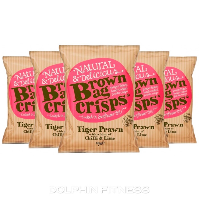 Brown Bag Crisps Tiger Prawn with Hints of Chilli & Lime 10 x 40g
