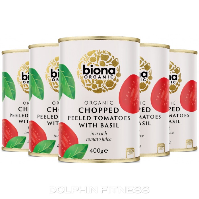 Biona Organic Chopped Peeled Tomatoes With Basil 12 x 400g