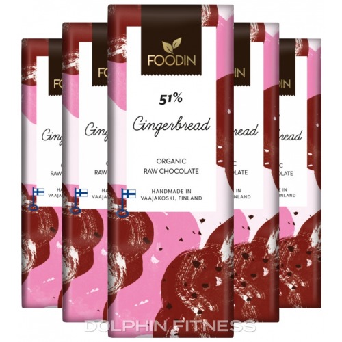 Foodin 51% Gingerbread Organic Raw Chocolate 10 x 40g
