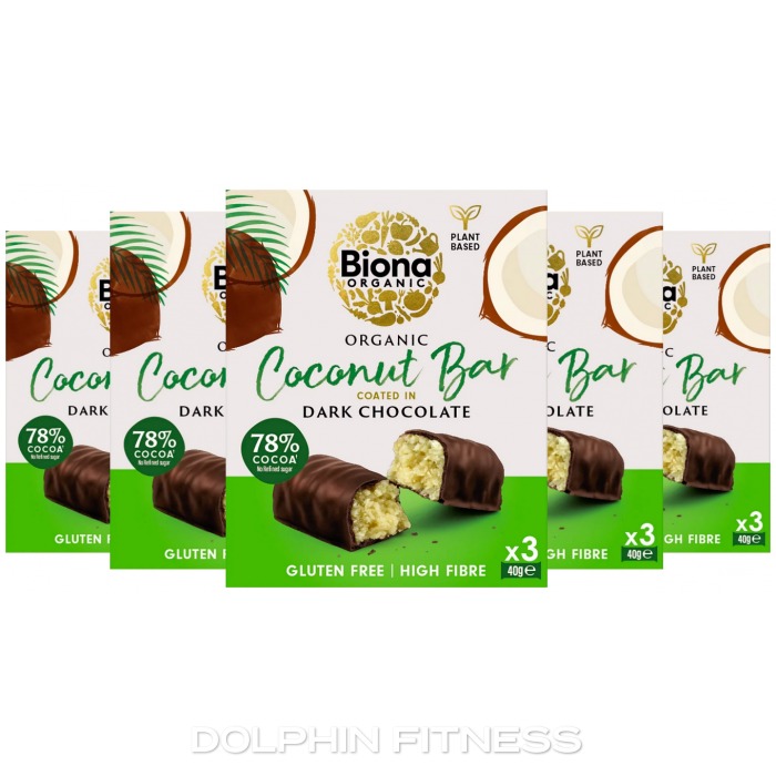 Biona Organic Dark Chocolate Coconut Bars 10 x 3 x 40g
