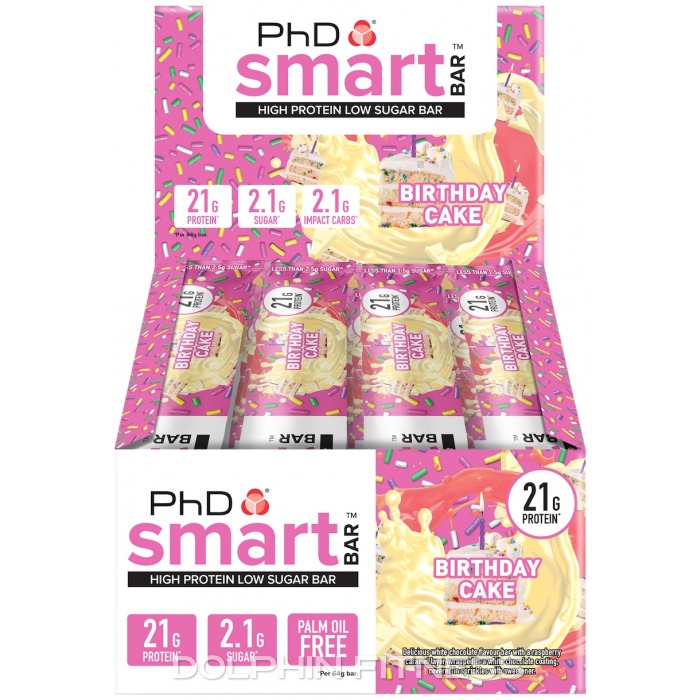 PhD Smart Bar (12 x 64g) Birthday Cake Birthday Cake