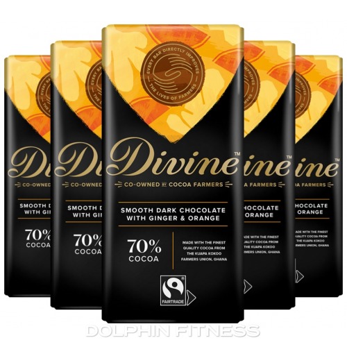 Divine 70% Dark Chocolate with Ginger & Orange 15 x 90g