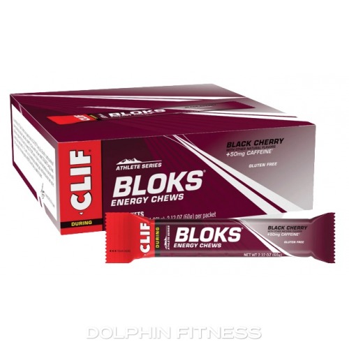 Clif Bloks Energy Chews with Caffeine 18 x 6 Chews Black Cherry